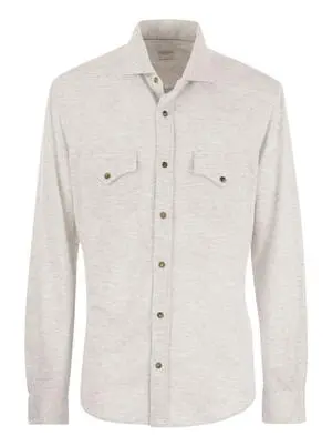 Brunello Cucinelli Flap Pocket Long-sleeved Shirt - White