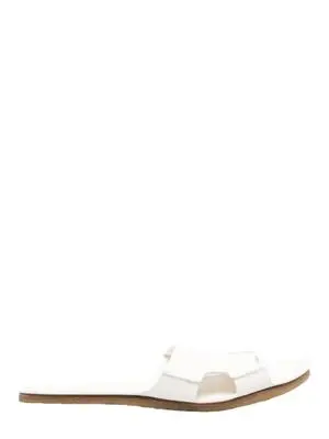 THE ROW The Row Cut-Out Faux-Leather Flat Sandals Ivory White