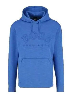 Hugo Boss Long-sleeved Hooded Sweatshirt With Drawstring - Blue