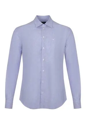 Emporio Armani Logo Embroidered Striped Shirt - Blue