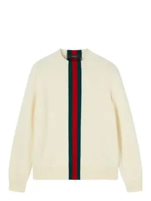 Gucci Knit Wool Sweater With Web Intarsia - Ivory