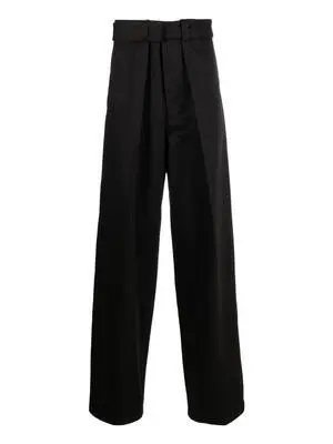 JIL SANDER Loose-cut Cotton Trousers With Belt Loops - Black