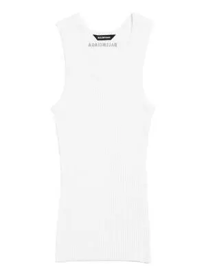 Balenciaga Ribbed Knit Tank Top - White