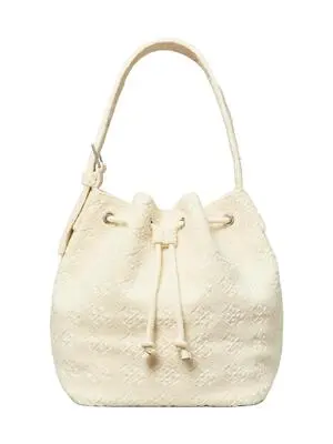 Tory Burch Tory Burch Textured Monogram Bucket Bag Pearly