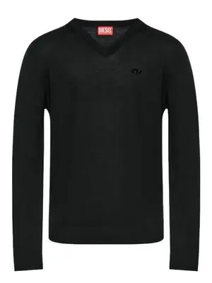 DIESEL® K-verim V-neck Long Sleeve Sweater - Black