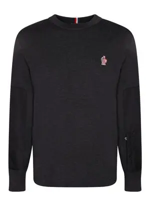 Moncler Embroidered Knitted Jumper - Black