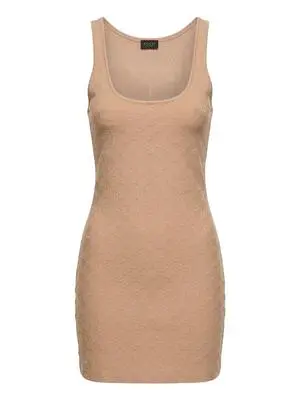 Gucci Gg Knit Jacquard Sleeveless Dress - Nude