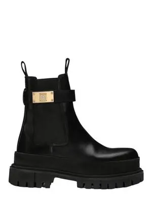 Dolce & Gabbana Logo Buckle Ankle Boots - Black