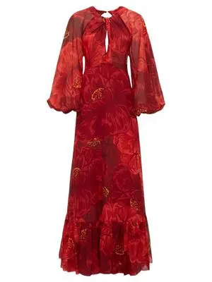 La DoubleJ Eve Open-back Maxi Dress In Floral Print - Red