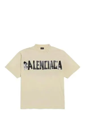 Balenciaga Balenciaga Tape Type Medium-Fit T-Shirt Beige