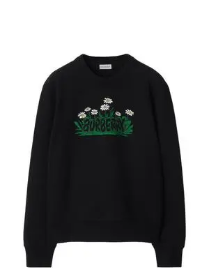 Burberry Crewneck Sweatshirt With Daisy Logo Print - Black