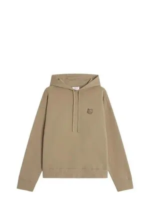 Maison Kitsuné Oversized Drawstring Hoodie With Embroidered Fox Head - Beige