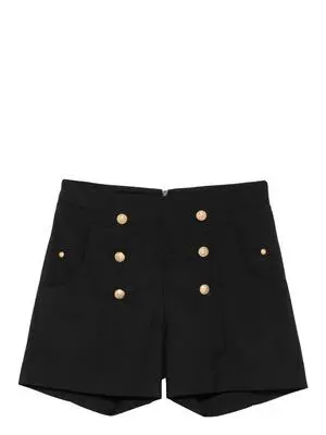 Balmain Twill Shorts With Logo Detail - Black