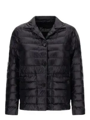 Herno Padded Down Jacket With Lapel Collar - Black