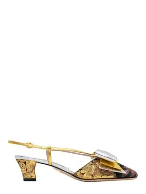 Valentino Garavani Bow Detailing Block Heel Slingback Pumps - Brown