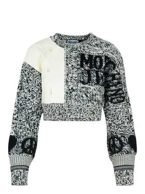 Moschino Logo Intarsia Cropped Jumper - Black