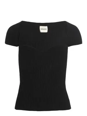 KHAITE Khaite Black Ribbed Knit Top