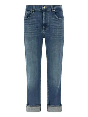 7 For All Mankind Relaxed Skinny Jeans With Turn-up Hem - Blue