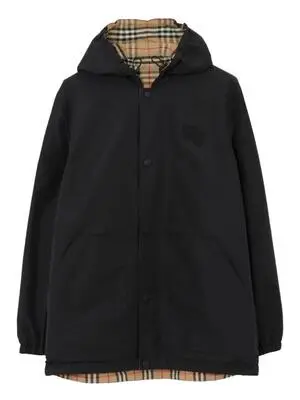 Burberry Checked Hooded Reversible Jacket - Black