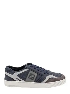 Fendi Low-top Lace-up Sneakers With Ff Inlay - Black