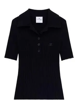 COURREGES Courrèges Rib Knit Short Sleeve Polo Shirt