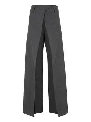 Fendi Wide-leg Trousers With Double-layer Effect - Grey