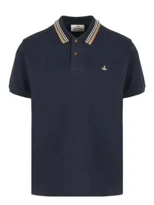 VIVIENNE WESTWOOD Short Sleeved Orb-embroidered Polo Shirt - Black