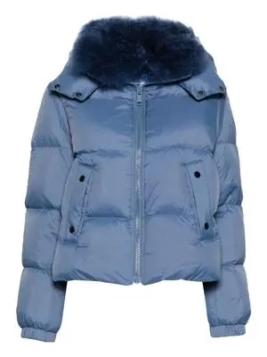 LISKA Quilted Down Jacket With Removable Hood - Blue