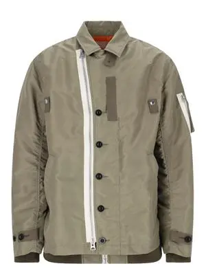 Sacai Layered Single-breasted Zipped Jacket - Nude