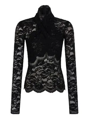 Rabanne Long-sleeved Lace Top - Black