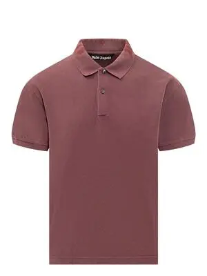 Palm Angels Logo Detailed Short-sleeved Polo Shirt - Red