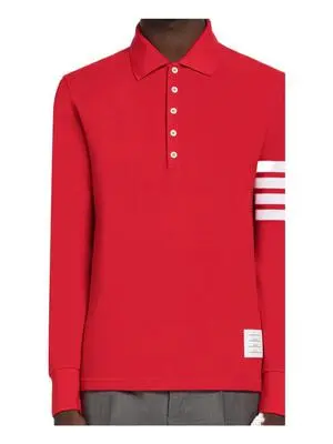 Thom Browne 4-bar Long-sleeve Polo Shirt - Red
