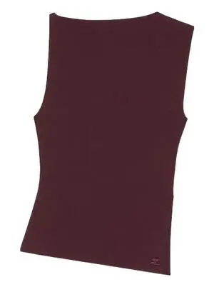 COURREGES Asymmetrical Interlock Top With Ac Logo - Burgundy Red