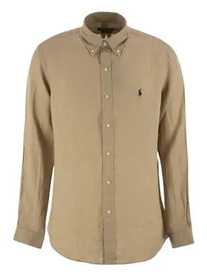 Polo Ralph Lauren Polo Pony Embroidered Buttoned Shirt - Light Beige