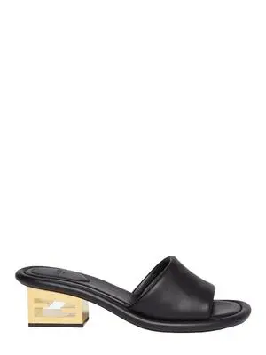 Fendi Ff Baguette Motif Slides - Black