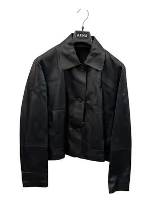 ARMA Arma Button-Patch Leather Jacket