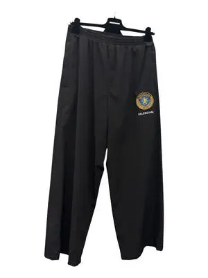 Balenciaga Logo Patch Wide-leg Pants - Black