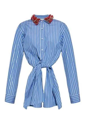 Dries Van Noten Calbero Striped Long-sleeve Shirt - Blue