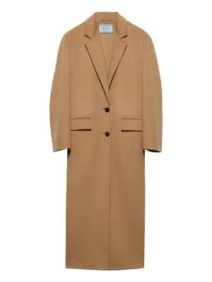 Prada Single-breasted Long Coat - Camel Brown