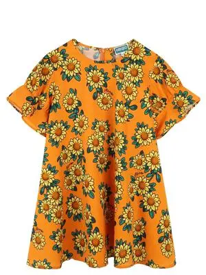 Kenzo Short Sleeve Sunflower Dress - Orange