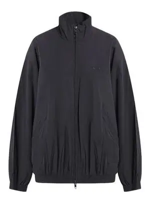 Balenciaga Zip-up Turtleneck Jacket With Logo Embroidery - Black
