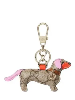 Gucci Dog-shaped Bag Charm - Beige And Dark Brown
