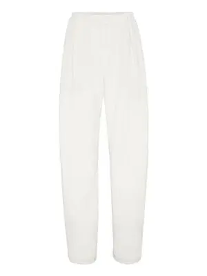 Brunello Cucinelli Pintuck Detailed Straight Leg Trousers - White
