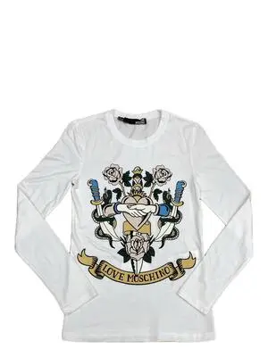 Moschino Long-sleeved T-shirt With Graphic Print - White