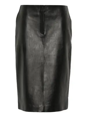 Magda Butrym Leather Pencil Skirt With Pinch Pleats - Black