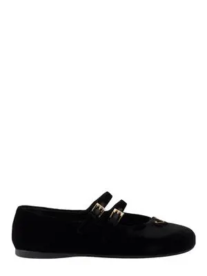 Prada Ballerina Flats With Buckle Detailing - Black