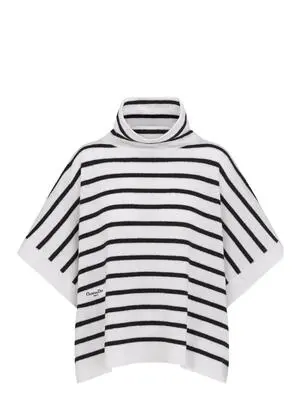 Dior Christian Striped High Neck Cape - White