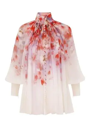 Zimmermann Crush Smock Blouse - Scarlet Flower