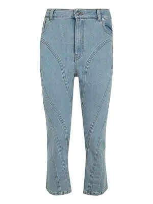 MUGLER Belted Straight Leg Jeans - Gray