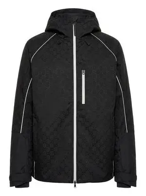 Gucci Gg Jacquard Zip-up Hooded Jacket - Black